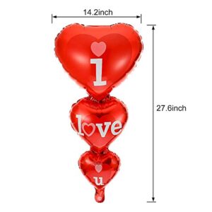 20 + 2 I Love You Balloons - Helium Supported - Love Balloons - Valentines Day Decorations and Gift Idea for Him or Her, Wedding Birthday Decorations | Valentine Balloons ,Ribbon & Straw Included