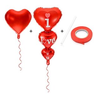 20 + 2 I Love You Balloons - Helium Supported - Love Balloons - Valentines Day Decorations and Gift Idea for Him or Her, Wedding Birthday Decorations | Valentine Balloons ,Ribbon & Straw Included