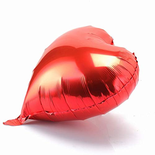 BinaryABC Foil Balloons,LOVE Heart Shape Helium Valentines Wedding Birthday Party Decorations,Approx,45cm,10 pieces(Red)