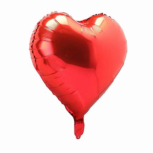 BinaryABC Foil Balloons,LOVE Heart Shape Helium Valentines Wedding Birthday Party Decorations,Approx,45cm,10 pieces(Red)