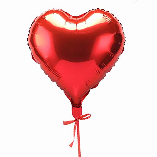 BinaryABC Foil Balloons,LOVE Heart Shape Helium Valentines Wedding Birthday Party Decorations,Approx,45cm,10 pieces(Red)