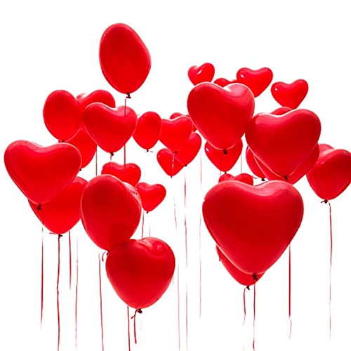 BinaryABC Red Heart Shaped Latex Balloons,Valentine's Day Engagement Wedding Party Decorations,10Inch,50Pcs(Red)