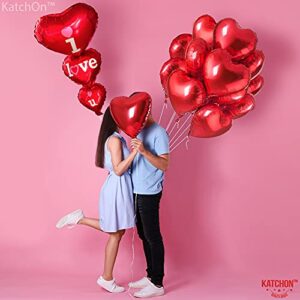 Katchon, XtraLarge 12+1 Red Heart Balloons - Pack of 13 Set | Big 36 Inch I Love You Balloons for Romantic Decorations Night | Happy Anniversary Proposal Balloons | Happy Birthday My Love Balloon