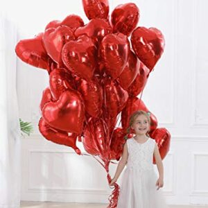 30 pcs Red Heart Balloons 18" Foil Love Balloons Mylar Balloons heart balloons for Valentines Day Propose Marriage Wedding Anniversary Backdrop Birthday Party Supplies