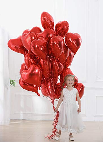 30 pcs Red Heart Balloons 18" Foil Love Balloons Mylar Balloons heart balloons for Valentines Day Propose Marriage Wedding Anniversary Backdrop Birthday Party Supplies