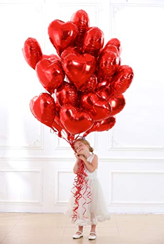 30 pcs Red Heart Balloons 18" Foil Love Balloons Mylar Balloons heart balloons for Valentines Day Propose Marriage Wedding Anniversary Backdrop Birthday Party Supplies