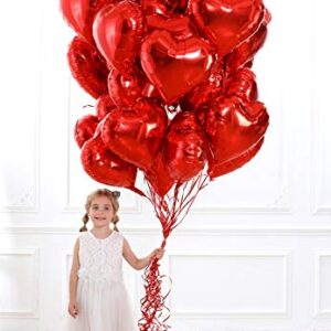 30 pcs Red Heart Balloons 18" Foil Love Balloons Mylar Balloons heart balloons for Valentines Day Propose Marriage Wedding Anniversary Backdrop Birthday Party Supplies