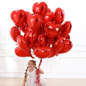 30 pcs Red Heart Balloons 18" Foil Love Balloons Mylar Balloons heart balloons for Valentines Day Propose Marriage Wedding Anniversary Backdrop Birthday Party Supplies