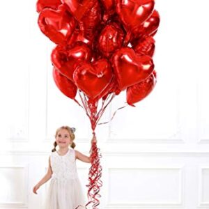 30 pcs Red Heart Balloons 18" Foil Love Balloons Mylar Balloons heart balloons for Valentines Day Propose Marriage Wedding Anniversary Backdrop Birthday Party Supplies