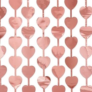 xo, Fetti Valentine's Day Heart Foil Curtain, Bachelorette Party Decorations - Set of 2 | Rose Gold Bridal Shower Birthday Gift Backdrop, Bridesmaid Favors, 21st, Vday