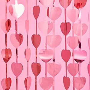 xo, Fetti Valentine's Day Heart Foil Curtain, Bachelorette Party Decorations - Set of 2 | Rose Gold Bridal Shower Birthday Gift Backdrop, Bridesmaid Favors, 21st, Vday