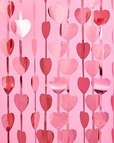 xo, Fetti Valentine's Day Heart Foil Curtain, Bachelorette Party Decorations - Set of 2 | Rose Gold Bridal Shower Birthday Gift Backdrop, Bridesmaid Favors, 21st, Vday