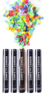 legend & co. 12 inch confetti cannons multicolor, (5 pack) biodegradable and air powered | launches 20-25ft | celebrations, new year’s eve, birthdays and weddings