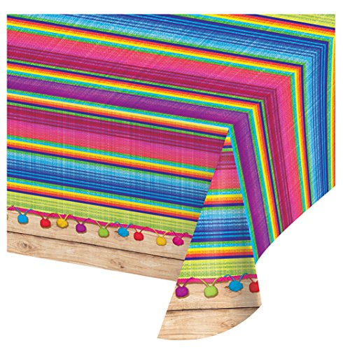 Creative Converting 324357 All Over Print Plastic Table Cover, 54 x 102, Serape