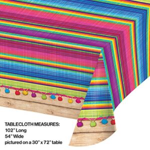 Creative Converting 324357 All Over Print Plastic Table Cover, 54 x 102, Serape