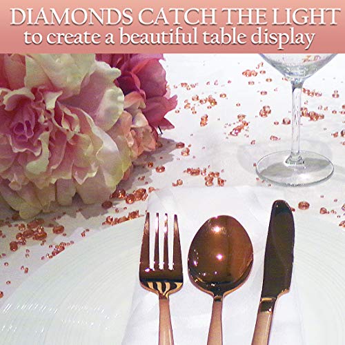 Luxury Rose Gold Diamond Party & Wedding Decorations: Sparkling Acrylic Rhinestone Table Confetti Scatter Gems, Vase Filler & Centerpiece Party Decorations