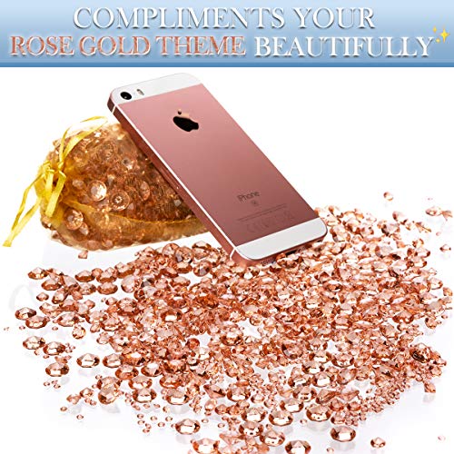 Luxury Rose Gold Diamond Party & Wedding Decorations: Sparkling Acrylic Rhinestone Table Confetti Scatter Gems, Vase Filler & Centerpiece Party Decorations