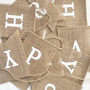 Uniwish Happy Birthday Banner for Birthday Party Decorations, Rustic Burlap Bunting Swallowtail Flags, 2 in 1