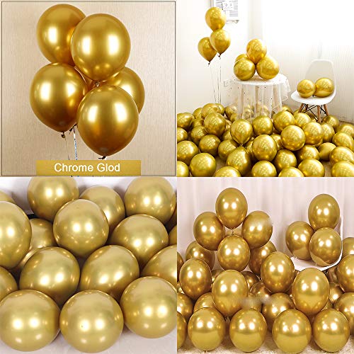 Chrome Metallic Balloons for Party 50 pcs 12 inch Thick Latex balloons for Birthday Wedding Engagement Anniversary Festival Picnic Family Party Decorations-Gold