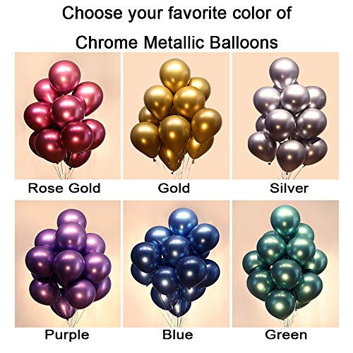 Chrome Metallic Balloons for Party 50 pcs 12 inch Thick Latex balloons for Birthday Wedding Engagement Anniversary Festival Picnic Family Party Decorations-Gold