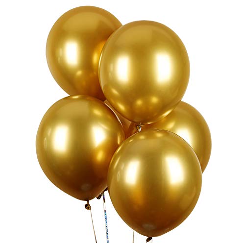 Chrome Metallic Balloons for Party 50 pcs 12 inch Thick Latex balloons for Birthday Wedding Engagement Anniversary Festival Picnic Family Party Decorations-Gold