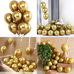 Chrome Metallic Balloons for Party 50 pcs 12 inch Thick Latex balloons for Birthday Wedding Engagement Anniversary Festival Picnic Family Party Decorations-Gold