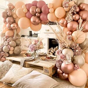 woaipati balloon arch garland kit,double-stuffed blush nude apricot party balloons decoration set for retro boho wedding baby shower bridal engagement anniversary graduation birthday decorations