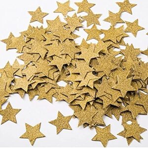 mowo glitter five stars paper confetti, wedding party decor and table decor, 1.2’’ in diameter (glitter gold,200pc)