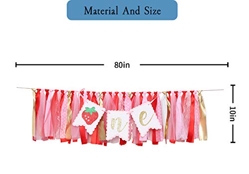 Berry Strawberry Theme High Chair Banner - Sweet First Birthday Banner - Smash Cake Photo Prop - 1st Birthday Photo Backdrop Decorations - Birthday Souvenir and Gifts for Kids (Strawberry-2)