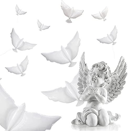 Dove Memorial Balloons for Release - Biodegradable Funeral Remembrance Angel Balloons to Release in Sky Memorial Decorations for Celebration of Life Death RIP Rest in Peace Loss of Loved One Happy Heavenly Birthday Party Favors - White 12 Pack