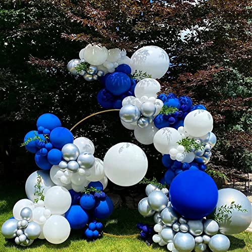 Royal Blue Balloons 12 inch, 100 Pack Royal Blue Latex Balloons Helium Quality for Graduation Birthday Baby Shower Wedding Halloween Party Decorations (with Blue Ribbon)