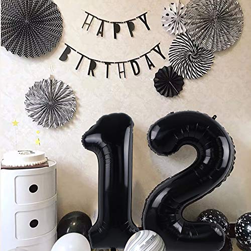 40 Inch Black Large Numbers Balloons0-9,Number 2 Digit Helium Balloons,Foil Mylar Big Number Balloons for Birthday Party Supplies Decorations