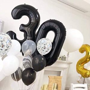 40 Inch Black Large Numbers Balloons0-9,Number 2 Digit Helium Balloons,Foil Mylar Big Number Balloons for Birthday Party Supplies Decorations