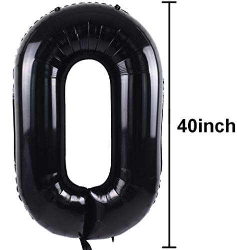 40 Inch Black Large Numbers Balloons0-9,Number 2 Digit Helium Balloons,Foil Mylar Big Number Balloons for Birthday Party Supplies Decorations