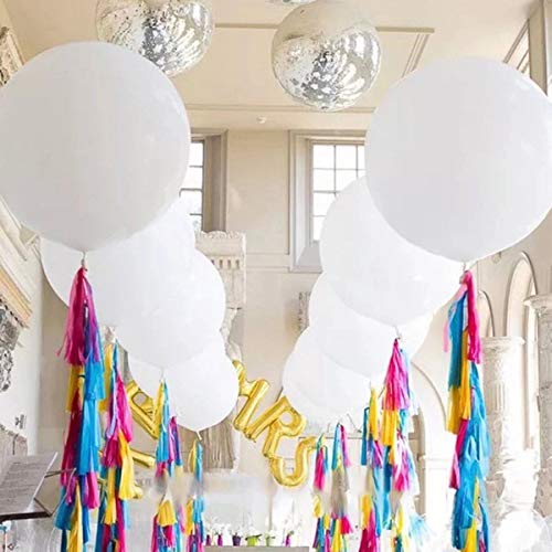 36 inch White Latex Balloons Large Round Balloon for Birthday Wedding Party Decorations,6 pcs