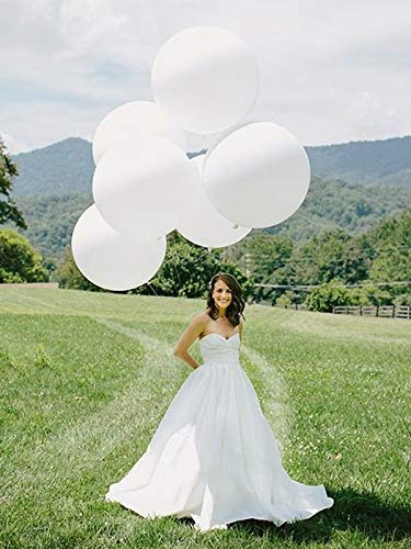 36 inch White Latex Balloons Large Round Balloon for Birthday Wedding Party Decorations,6 pcs