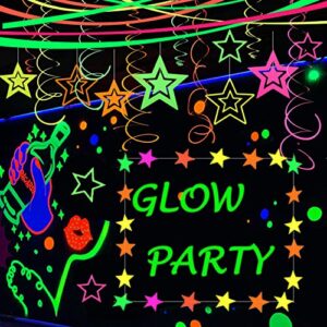 508feet Paper UV Neon Garland Neon Streamers Glow in the Dark Neon Party Supplies and Decorations Glow in the Dark Streamers Blacklight Reactive Fluorescent Black Light Party Kit for Birthday Wedding