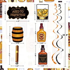 Whiskey Birthday Party Decorations for Men, Aged to Perfection Party Supplies Whiskey Beer Party Hanging Swirls Ceiling Streamers for 30th 40th 50th Birthday Decorations Cheers and Beers Party