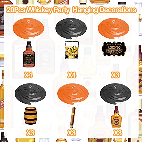 Whiskey Birthday Party Decorations for Men, Aged to Perfection Party Supplies Whiskey Beer Party Hanging Swirls Ceiling Streamers for 30th 40th 50th Birthday Decorations Cheers and Beers Party