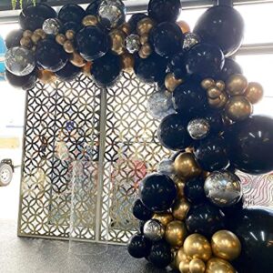 BALONAR 136Pcs DIY Gold and Black Garland Balloons Kits with 18/10/5/Inch Metallic Chrome Balloons for Birthday Party Celebration Graduation Bachelorette Wedding Baby Shower Ceremony Anniversary Balloon Chain. (Black)