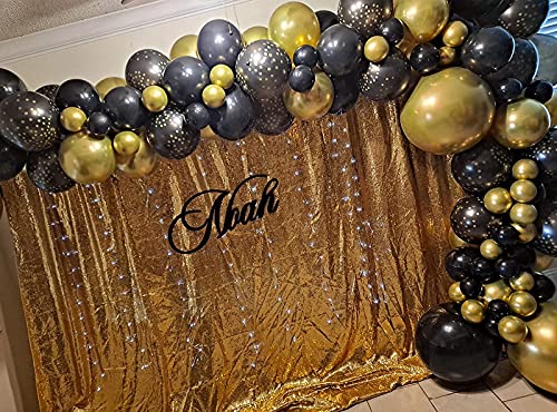 BALONAR 136Pcs DIY Gold and Black Garland Balloons Kits with 18/10/5/Inch Metallic Chrome Balloons for Birthday Party Celebration Graduation Bachelorette Wedding Baby Shower Ceremony Anniversary Balloon Chain. (Black)