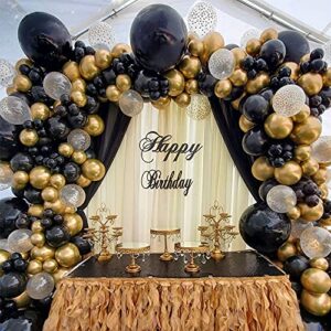 BALONAR 136Pcs DIY Gold and Black Garland Balloons Kits with 18/10/5/Inch Metallic Chrome Balloons for Birthday Party Celebration Graduation Bachelorette Wedding Baby Shower Ceremony Anniversary Balloon Chain. (Black)