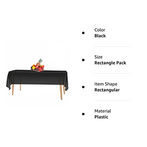 14 Pack Premium Black Plastic Tablecloth - 54 x 108 in. Disposable Rectangle Plastic Table Cloth - Decorative Rectangle Table Cover Smooth Tablecloth - Disposable Table Cloths For Parties, Weddings