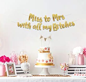 Miss to Mrs Classy & Sassy Bachelorette Gold Glitter Banner - Bachelorette Party Decorations, Favors and Supplies