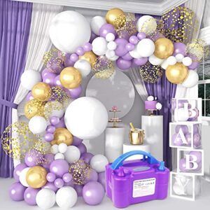 Electric Balloon Pump Portable Balloon Pump Electric Air Balloon Pump Electric Balloon Inflator, Balloon Decorations for Birthday Parties, Weddings, Festivals and Party（Purple）