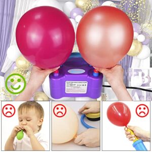 Electric Balloon Pump Portable Balloon Pump Electric Air Balloon Pump Electric Balloon Inflator, Balloon Decorations for Birthday Parties, Weddings, Festivals and Party（Purple）