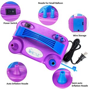 Electric Balloon Pump Portable Balloon Pump Electric Air Balloon Pump Electric Balloon Inflator, Balloon Decorations for Birthday Parties, Weddings, Festivals and Party（Purple）