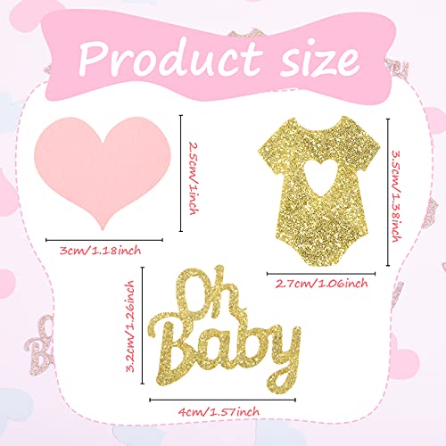 240 Pieces Gender Reveal Confetti Baby Shower Confetti Heart Confetti Glitter Baby Confetti Baby Clothes Confetti Party Table Confetti for Gender Reveal Party Table Wedding Decor (Pink, Blue, Gold)