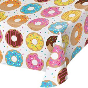 creative converting all over print plastic tablecover, donut time –