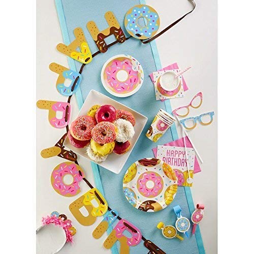 Creative Converting All Over Print Plastic Tablecover, Donut Time -